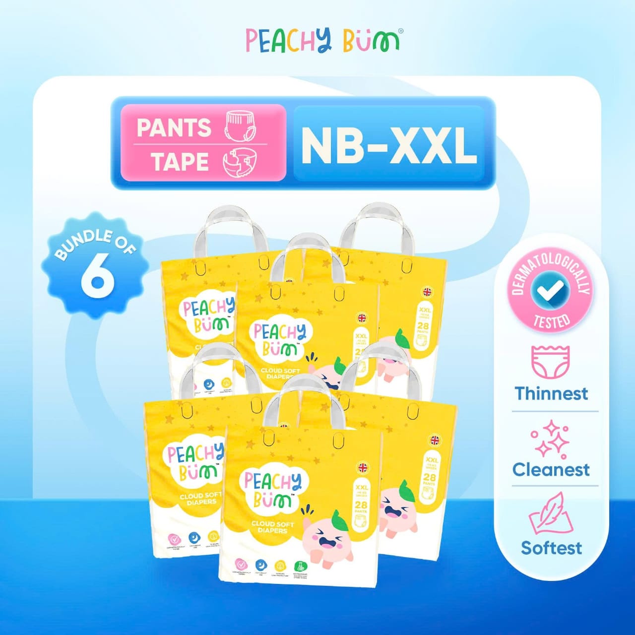 [2 Cartons] 6 Pack Cloud Soft Diapers